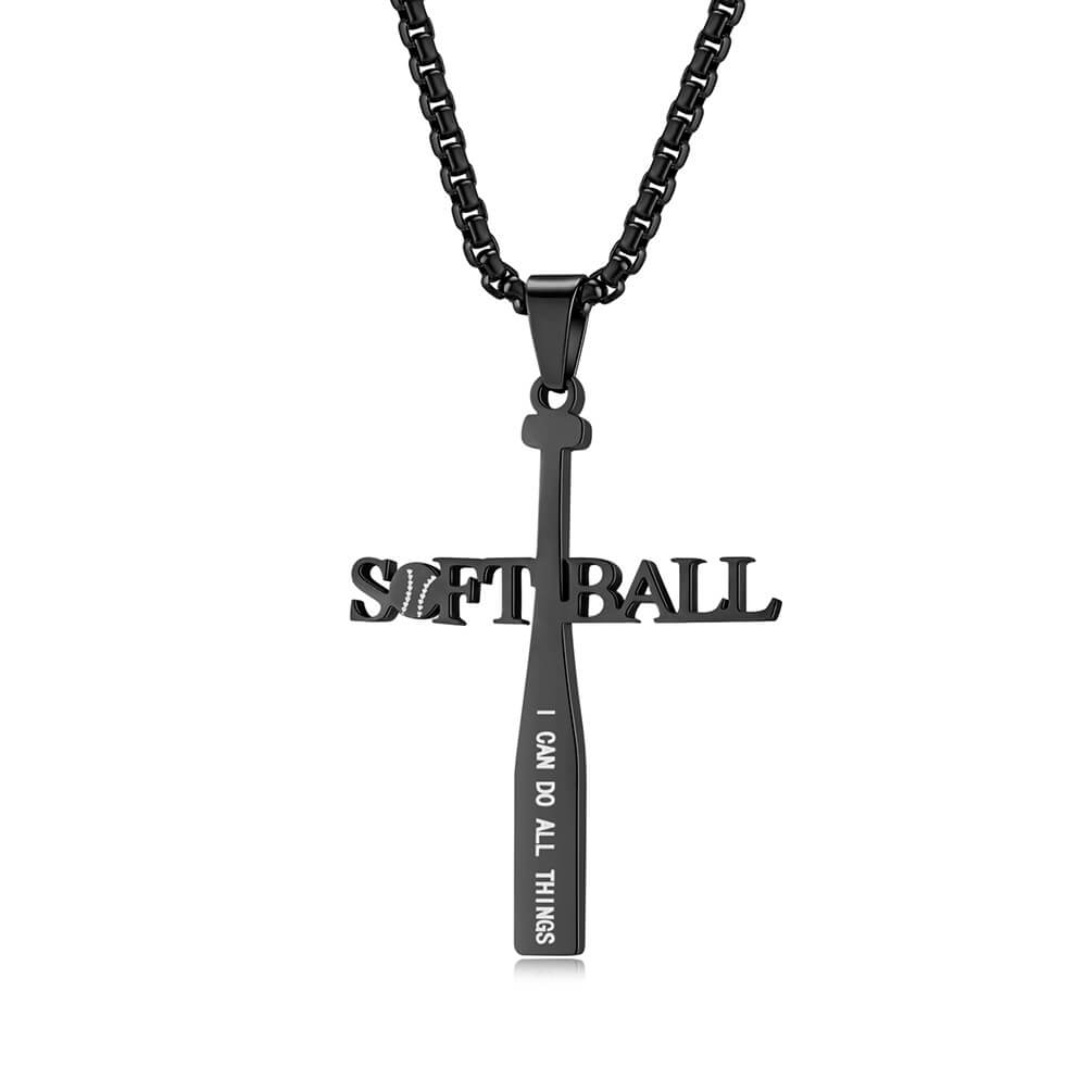 Softball Cross Necklace Gold – GardeniaJewel