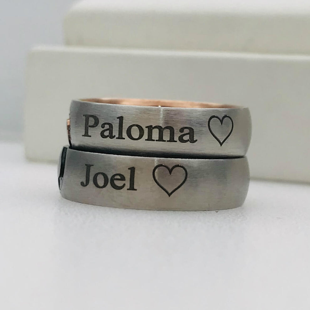 Matching Heart Couple Promise Rings Titanium Stainless Wedding Bands ...