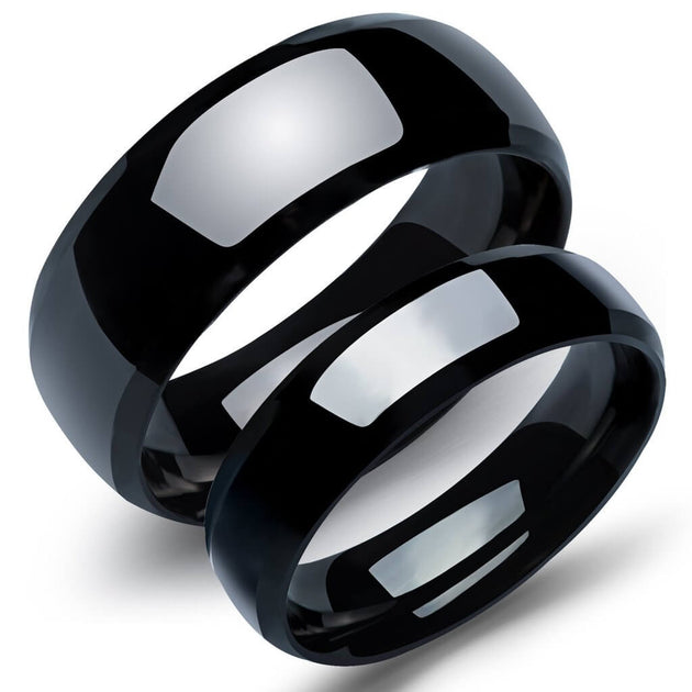 Personalized Black Couple Rings For Men & Women Wedding Promise Bands ...