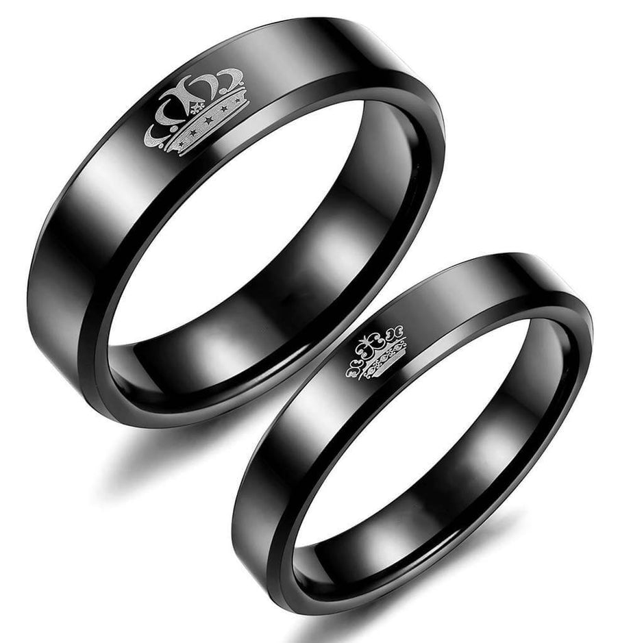 Personalized Black Couple Rings For Men & Women Wedding Promise Bands ...