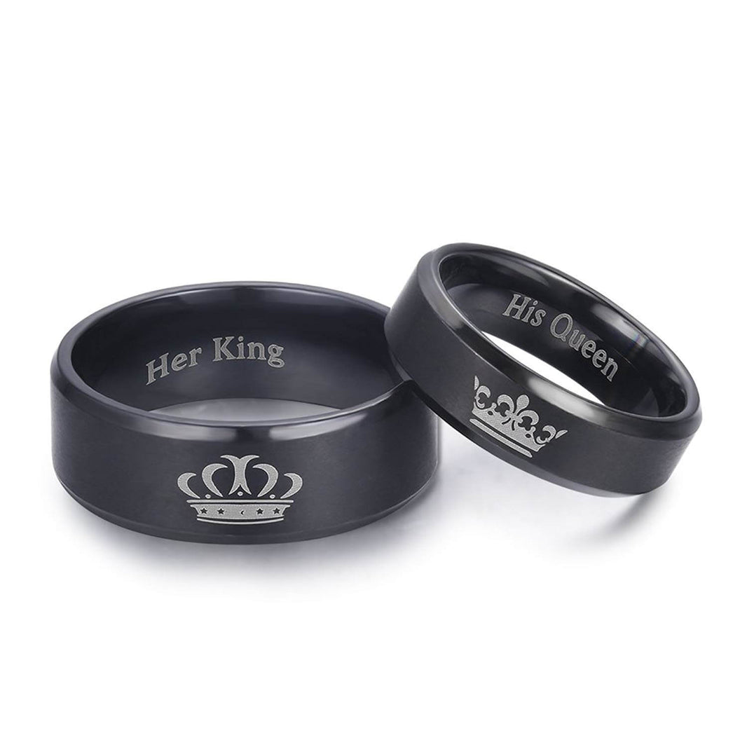Personalized Black Couple Rings For Men & Women Wedding Promise Bands ...
