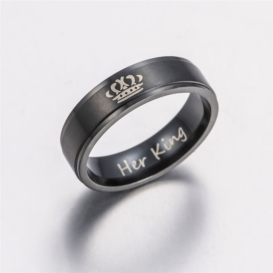 Personalized Black Couple Rings For Men & Women Wedding Promise Bands ...