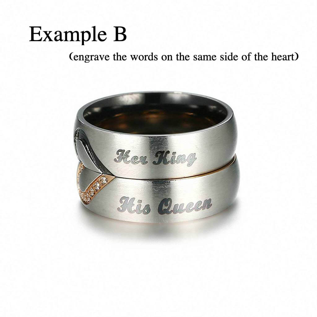 Matching Heart Couple Promise Rings Titanium Stainless Wedding Bands ...