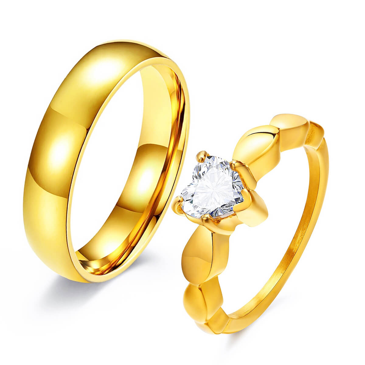 Personalized Promise Rings Gold His & Her Anniversary Ring Set ...